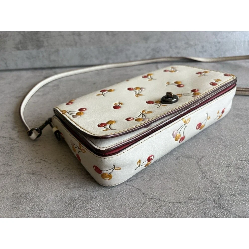 Coach | Bags | Coach 941 Chalkmulti Leather Dinky With Cherries Print ...